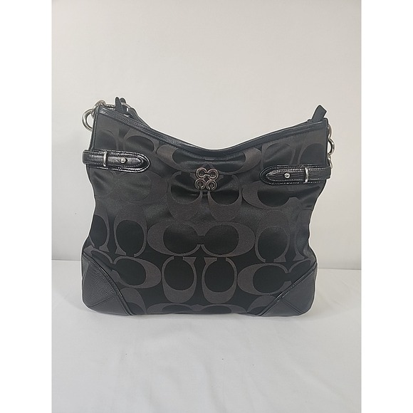 Coach | Bags | Coach Colette Hobo Bag Black Signature Jacquard Lizard ...
